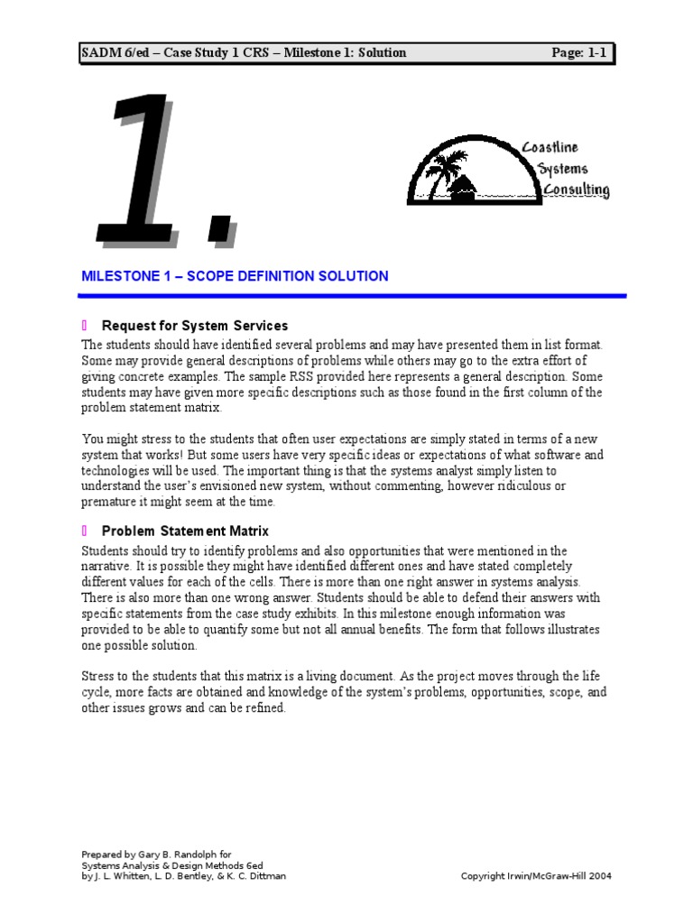 Case Study 1 CRS - Milestone 01 Solution | PDF | Case Study ...
