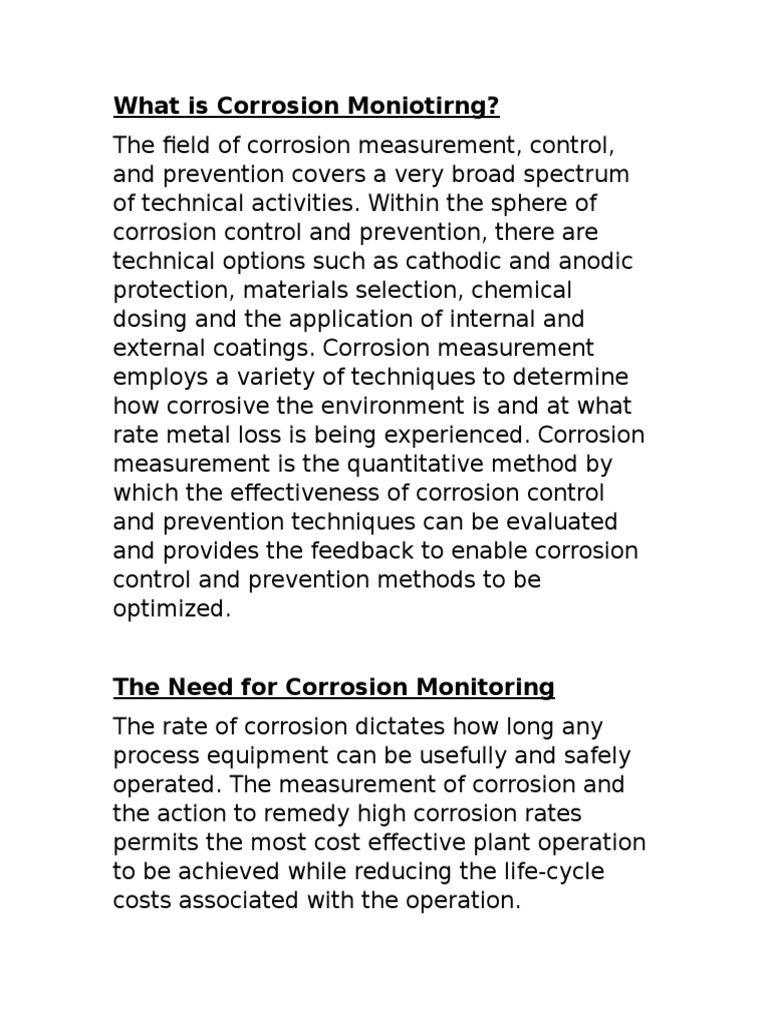 Corrosion Monitoring Techniques Explained | PDF