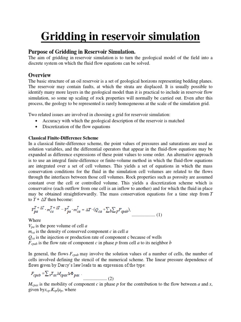 Gridding in Reservoir Simulation | PDF | Petroleum Reservoir | Equations