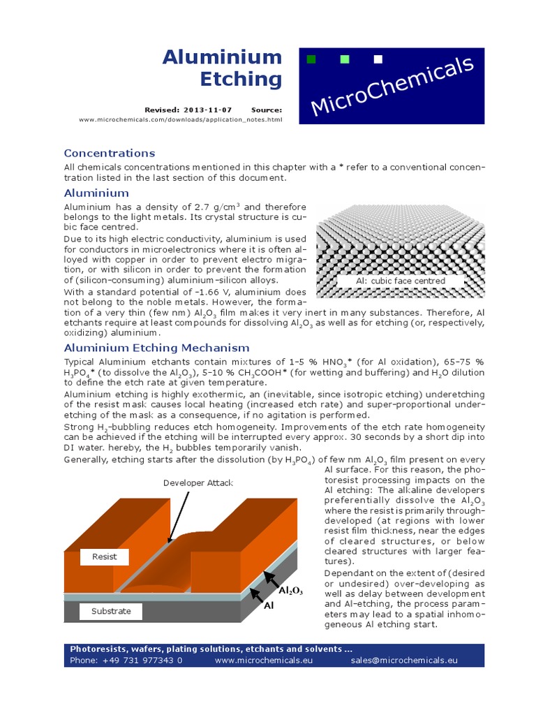Aluminium etching MicroChemicals.pdf | Aluminium Oxide | Aluminium