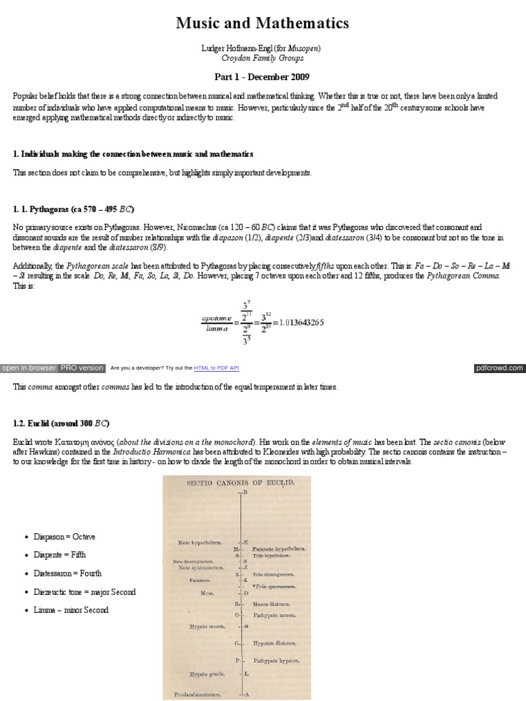 Music and Math | PDF | Cent (Music) | Interval (Music)