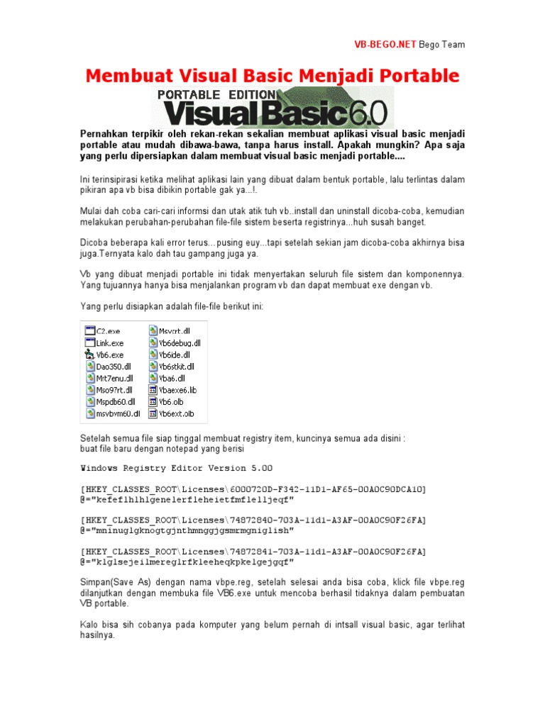 Panduan Visual Basic Menjadi Portable | PDF
