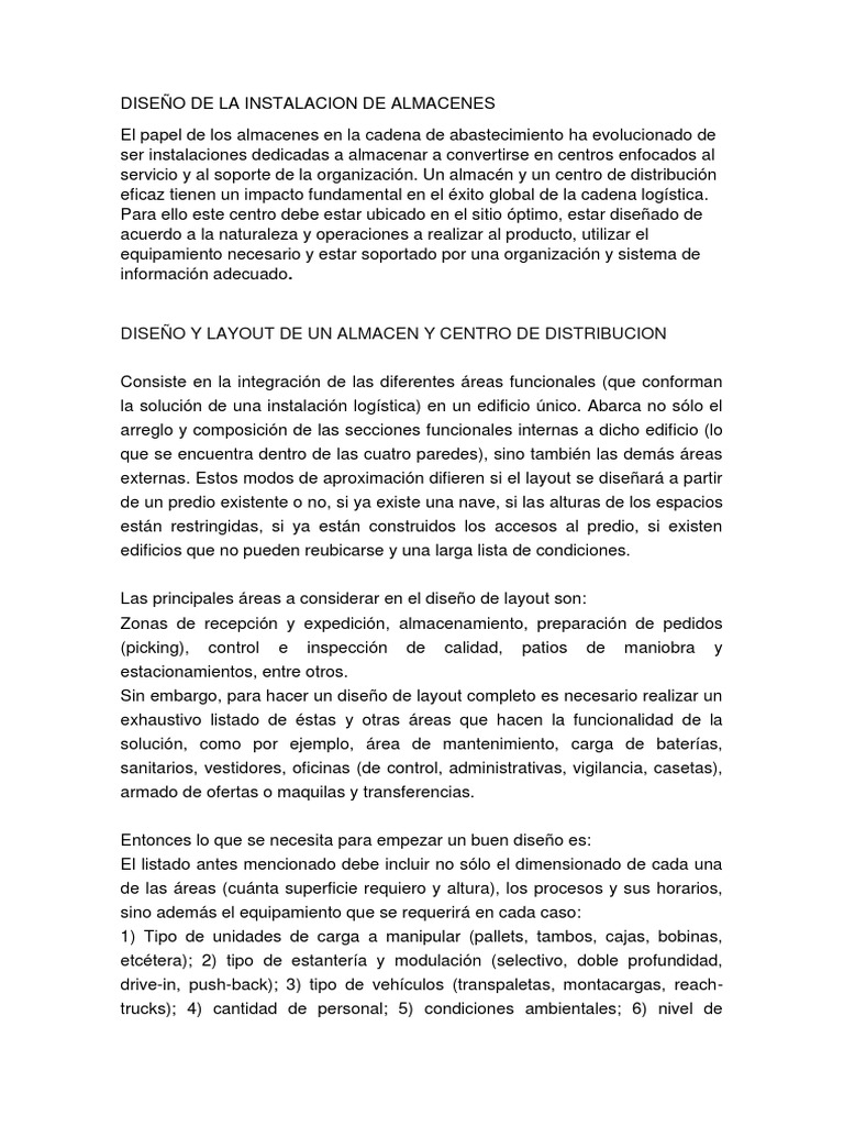 Diseño y criterios clave para el layout óptimo de un almacén y centro ...