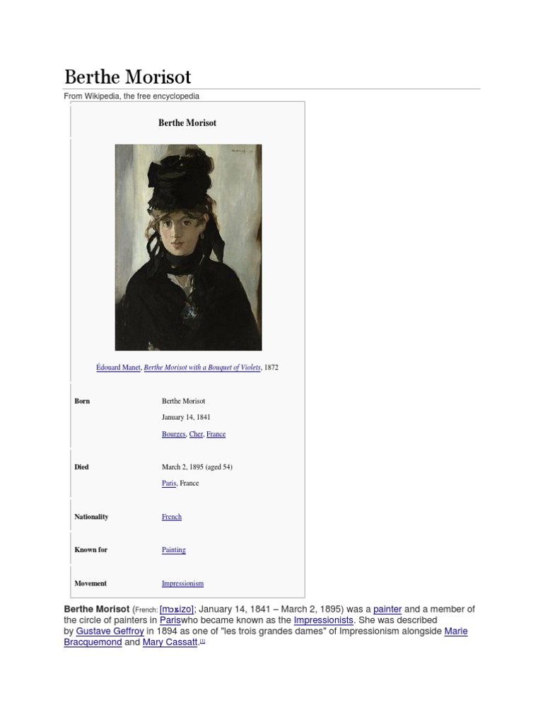 Berthe Morisot | PDF | French Art | Impressionism