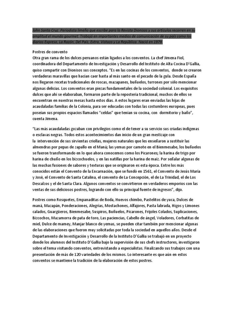 John Santa Cruz - Postres de Convento | PDF | Postres | Cocina occidental
