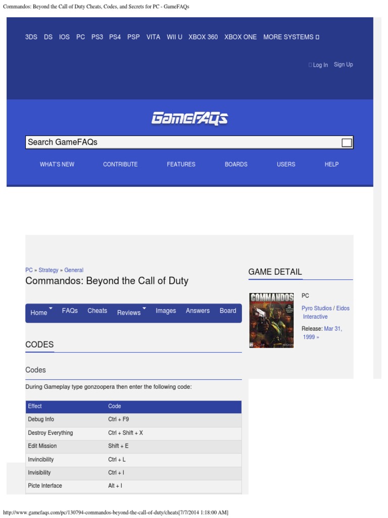 Commandos - Beyond The Call of Duty Cheats, Codes, and Secrets For PC ...
