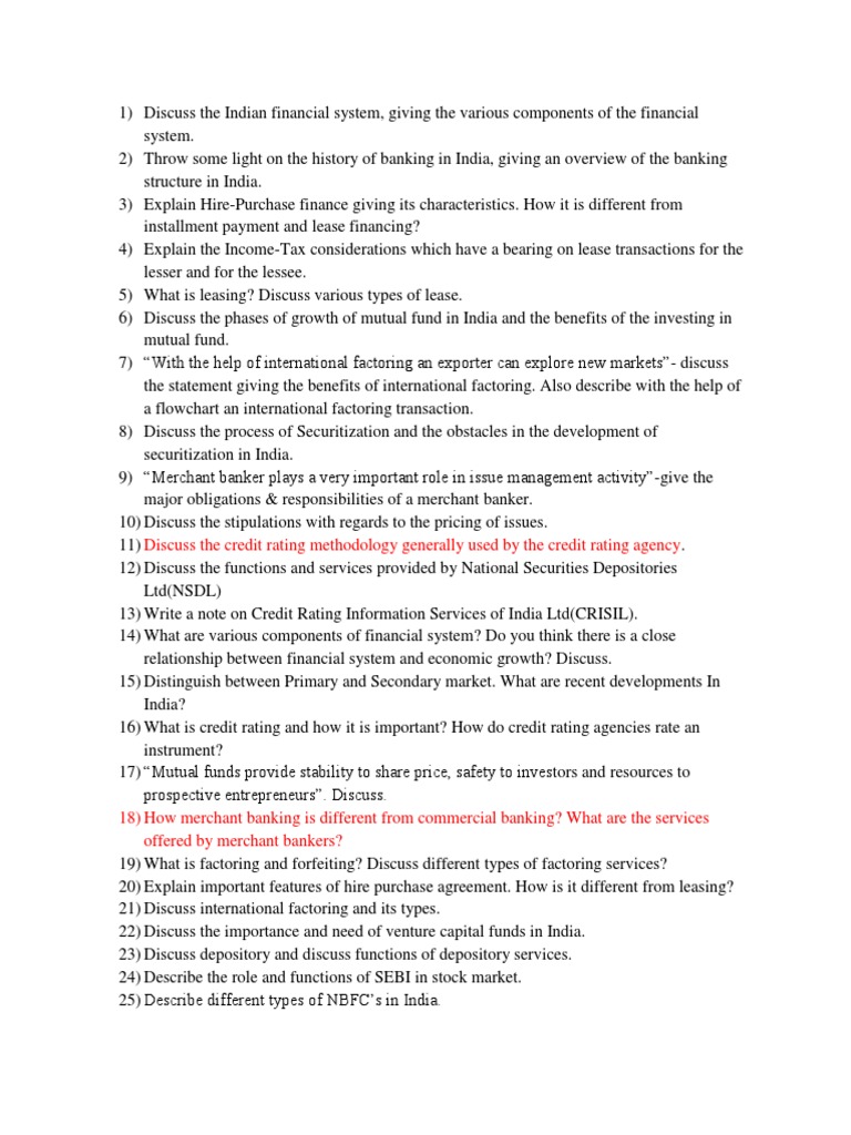 Mfs Question Bank | PDF | Banks | Securitization