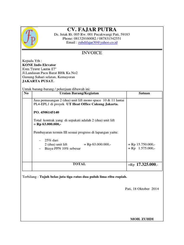 Tagihan Proyek United Tractors (UT) PL4 & EPL1 Termin III | PDF ...