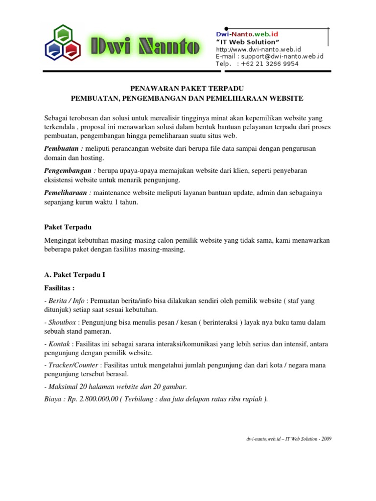 Proposal Pembuatan Website | PDF
