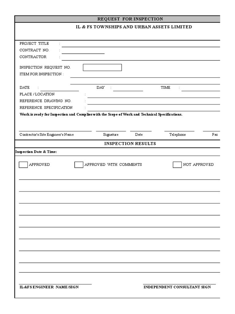 Inspection Request Format | PDF