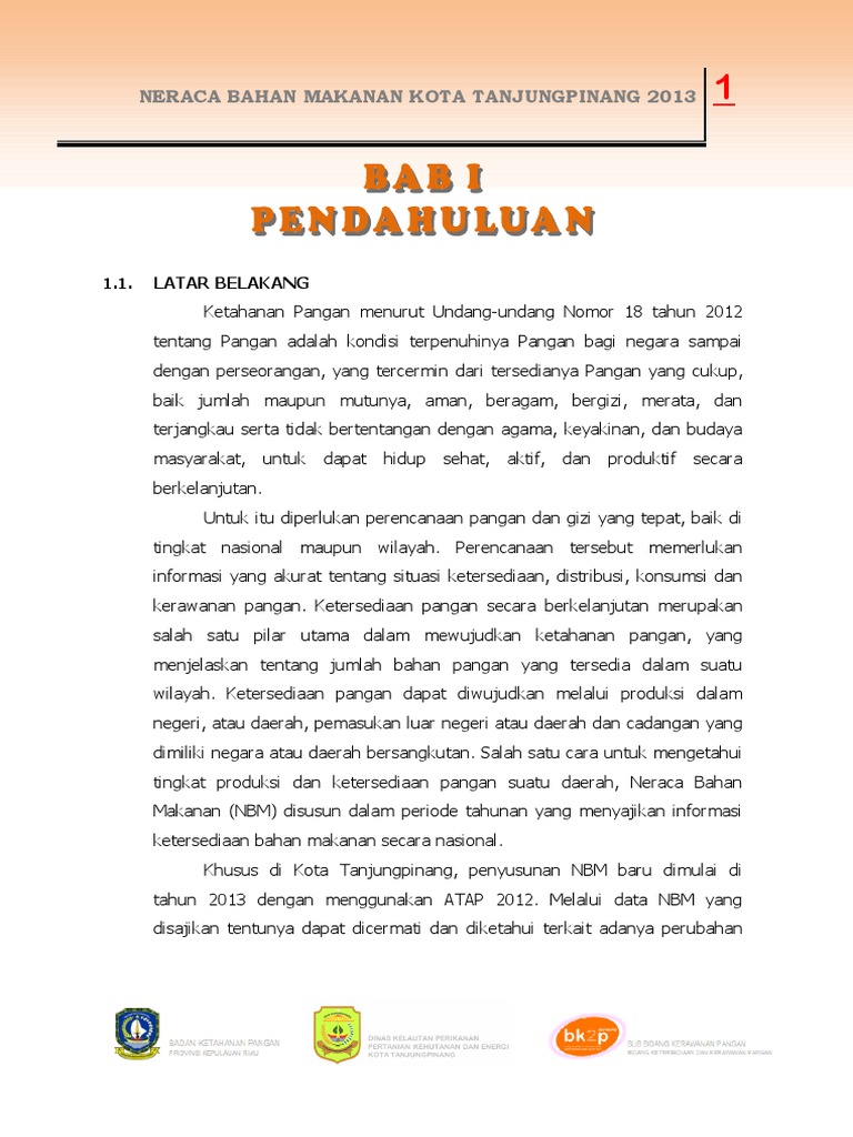 Analisis Neraca Bahan Makanan (NBM) Tanjungpinang 2013 | PDF
