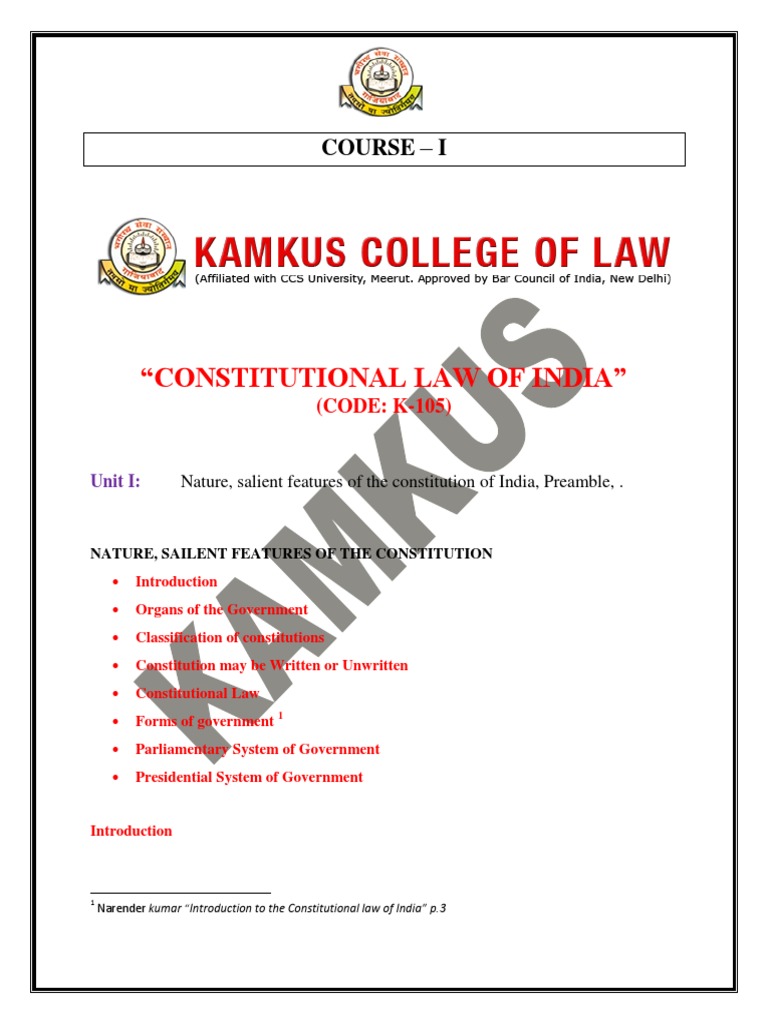 Constitutional Law of India PDF | PDF | Constitution | Government ...
