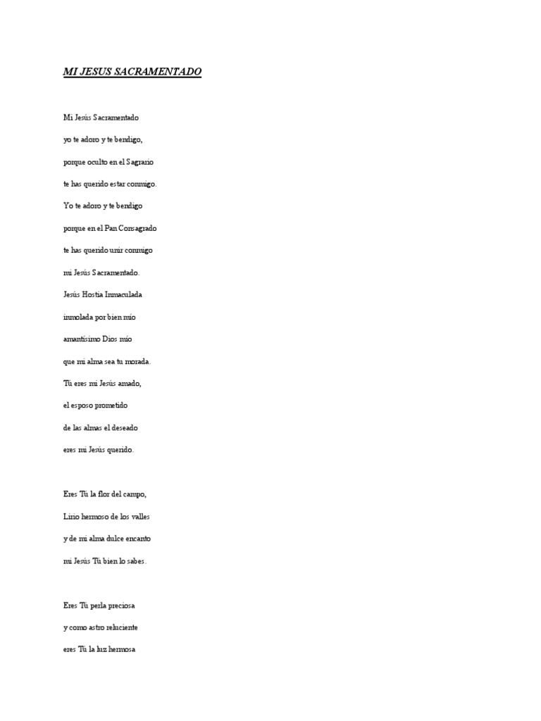 Cantos Para Santisimo Sacramento Del Altar Pdf María Madre De