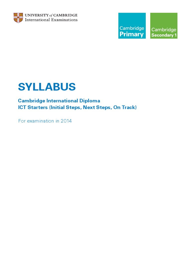 Cambridge Ict Starters Syllabus English 2014 | Educational Technology ...