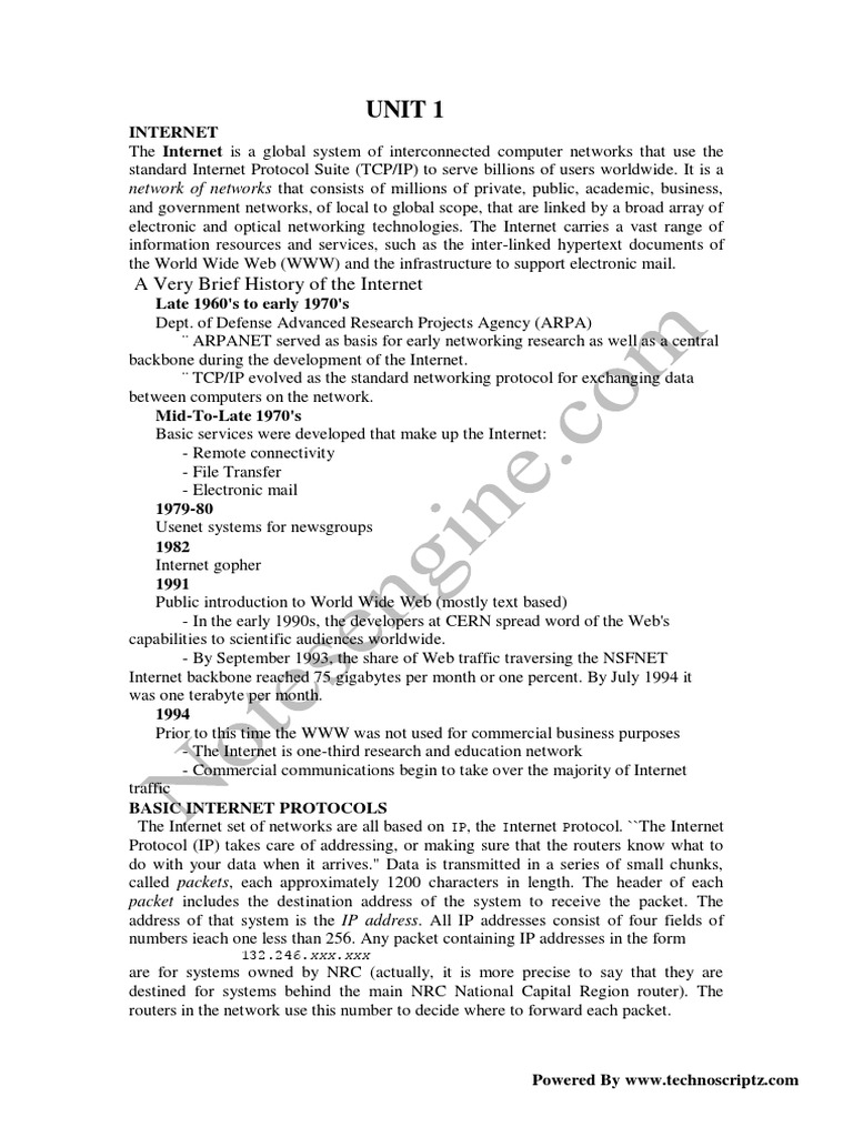 Unit 1: A Very Brief History of The Internet | PDF | Hypertext Transfer ...