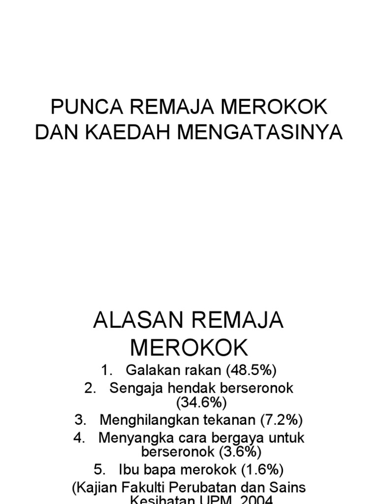Punca Remaja Merokok | PDF
