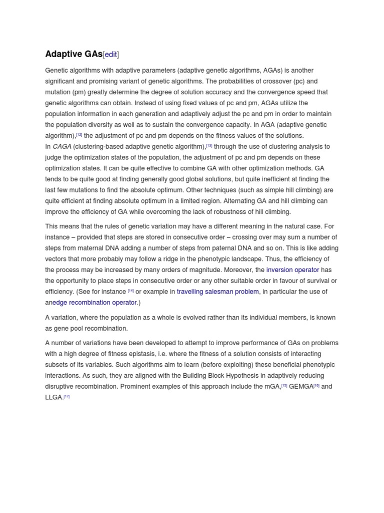 Adaptive GAs | PDF | Genetic Algorithm | Biology