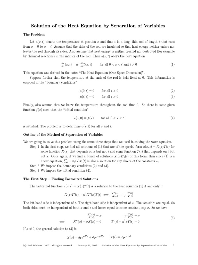 Heat Equation | PDF | Equations | Mathematical Analysis