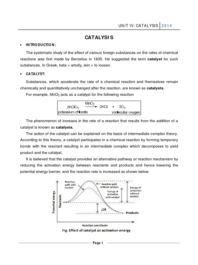 CATALYSIS NOTES.pdf | Catalysis | Enzyme