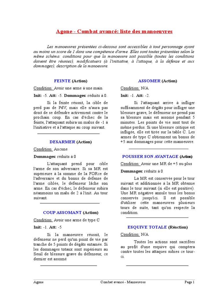 Agone Manoeuvres | PDF | Loisirs | Troubles