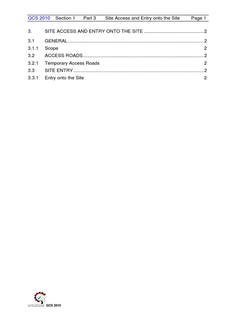 Site Access and Entry Guidelines QCS 2010 | PDF | General Contractor | Road