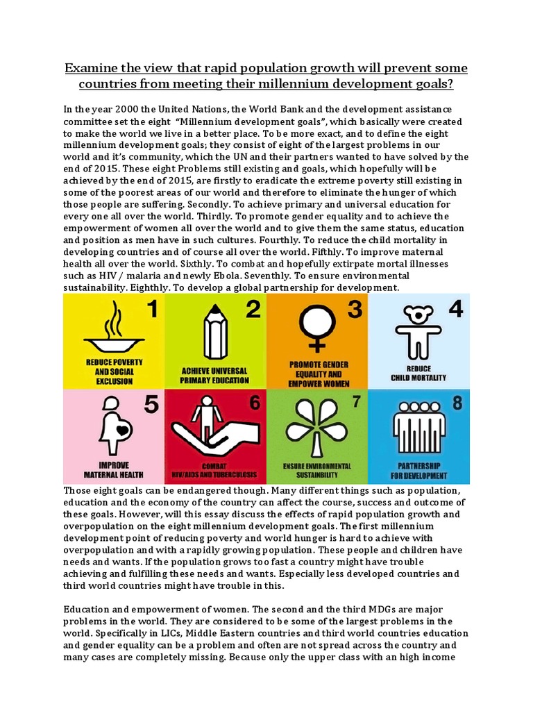 Impact of Population Growth on MDGs | PDF | Millennium Development ...