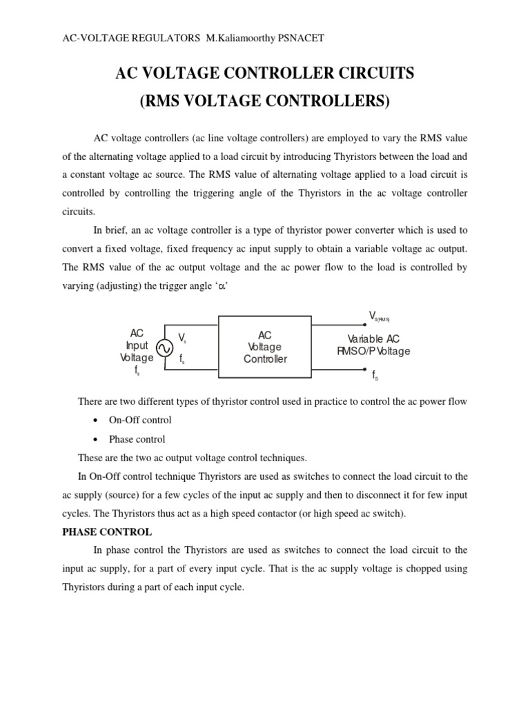Ac Voltage Controller Pdf Pdf Root Mean Square Alternating Current