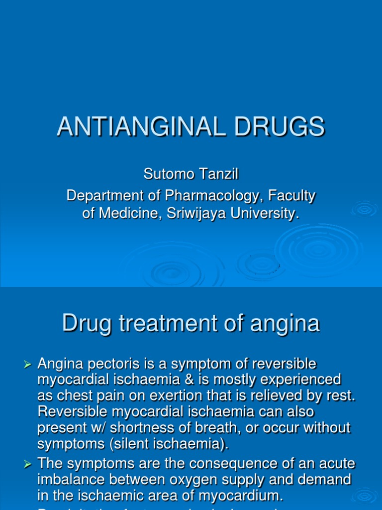 6.a.antianginal Drugs | PDF | Angina Pectoris | Percutaneous Coronary ...