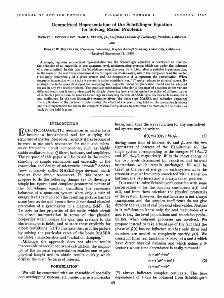 Feynman Paper | Euclidean Vector | Resonance