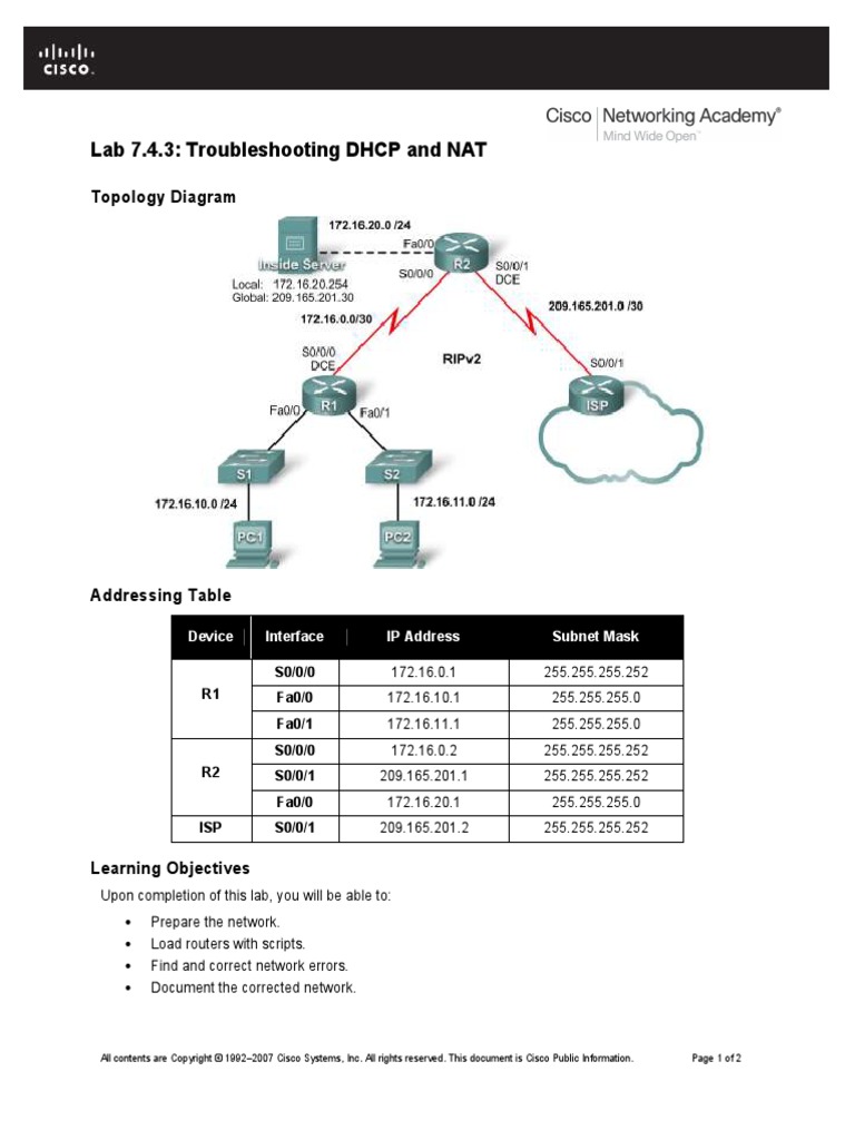 Troubleshooting DHCP and NAT Configurations PDF | PDF | Ip Address | Router (Computing)