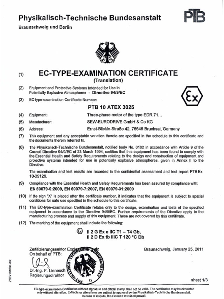SEW EC-Type-Examination Certificate | PDF