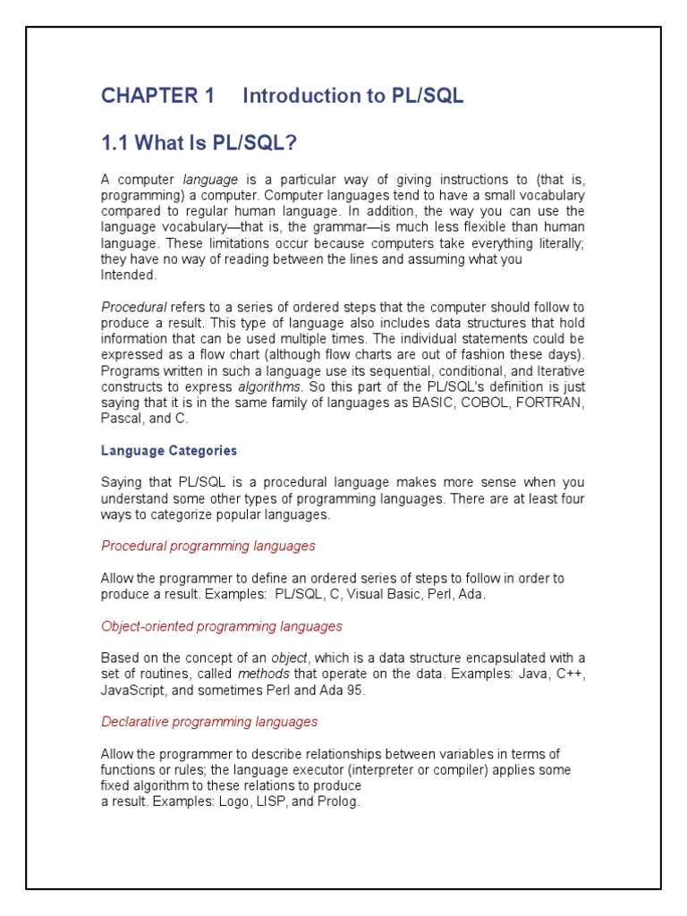 PL-SQL Notes | PDF | Pl/Sql | Programming Language PL-SQL Notes | PDF | Pl/Sql | Programming Language