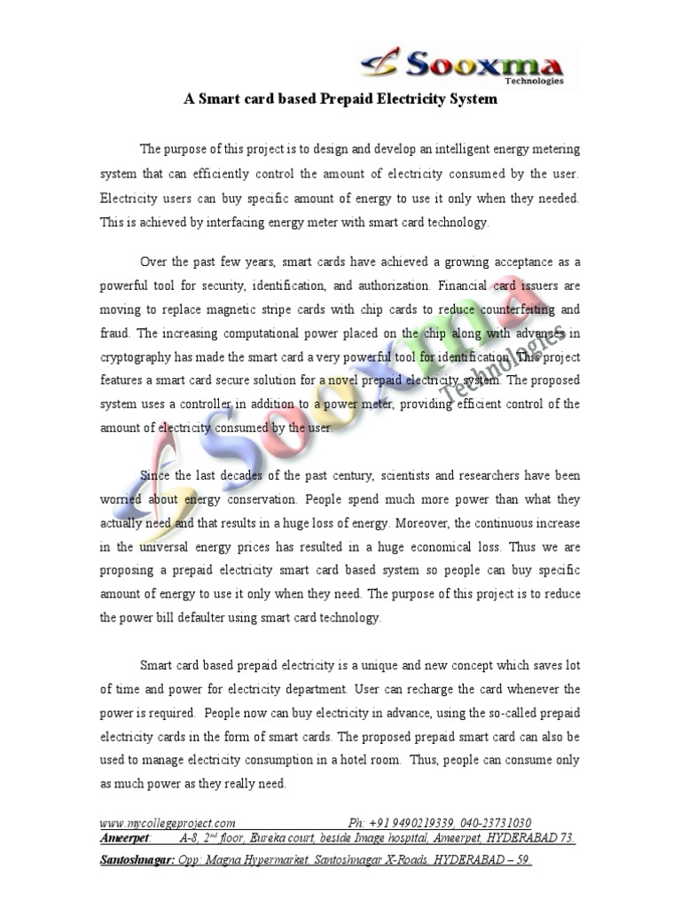 A Smart Card Based Prepaid Electricity System | PDF | Smart Card ...