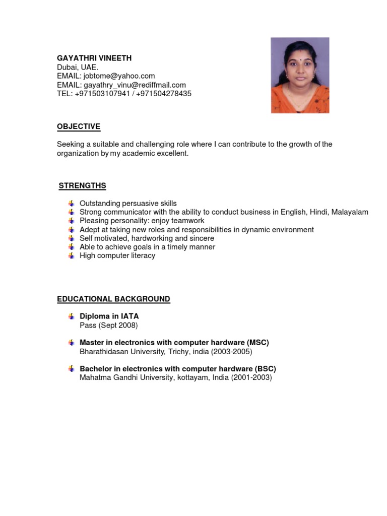 Gayathri Vineeth Dubai, Uae. Email: Jobtome@Yahoo - Com Email | PDF | Integrated Circuit | Very ...