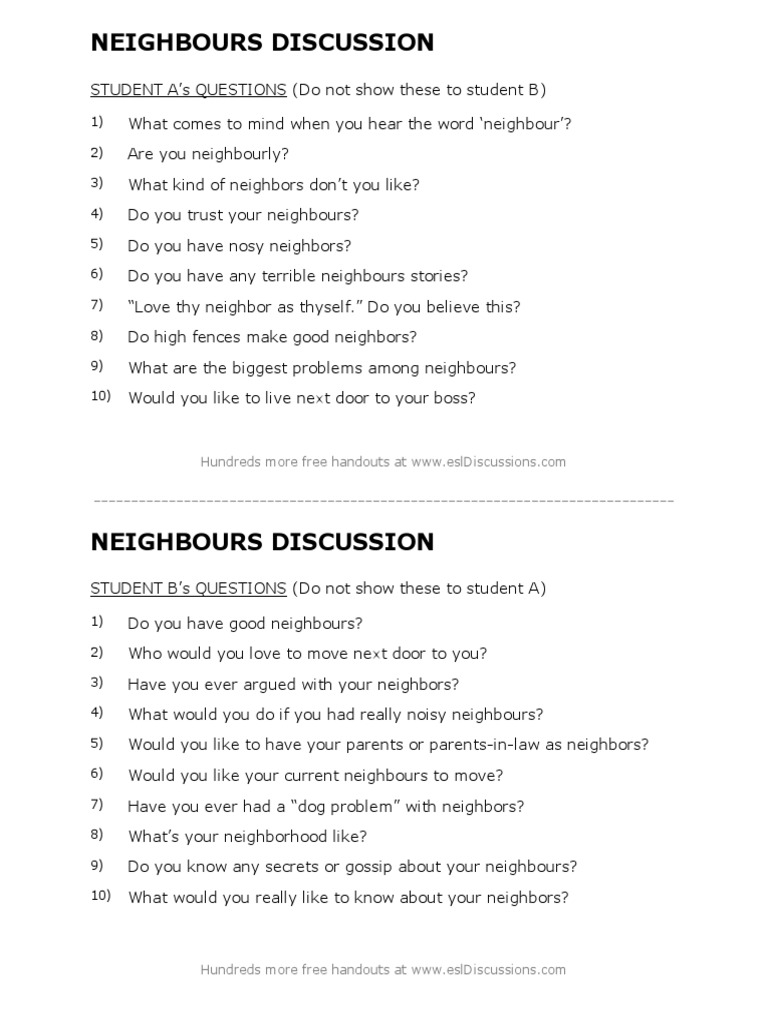 Neighbours | PDF | Games & Activities