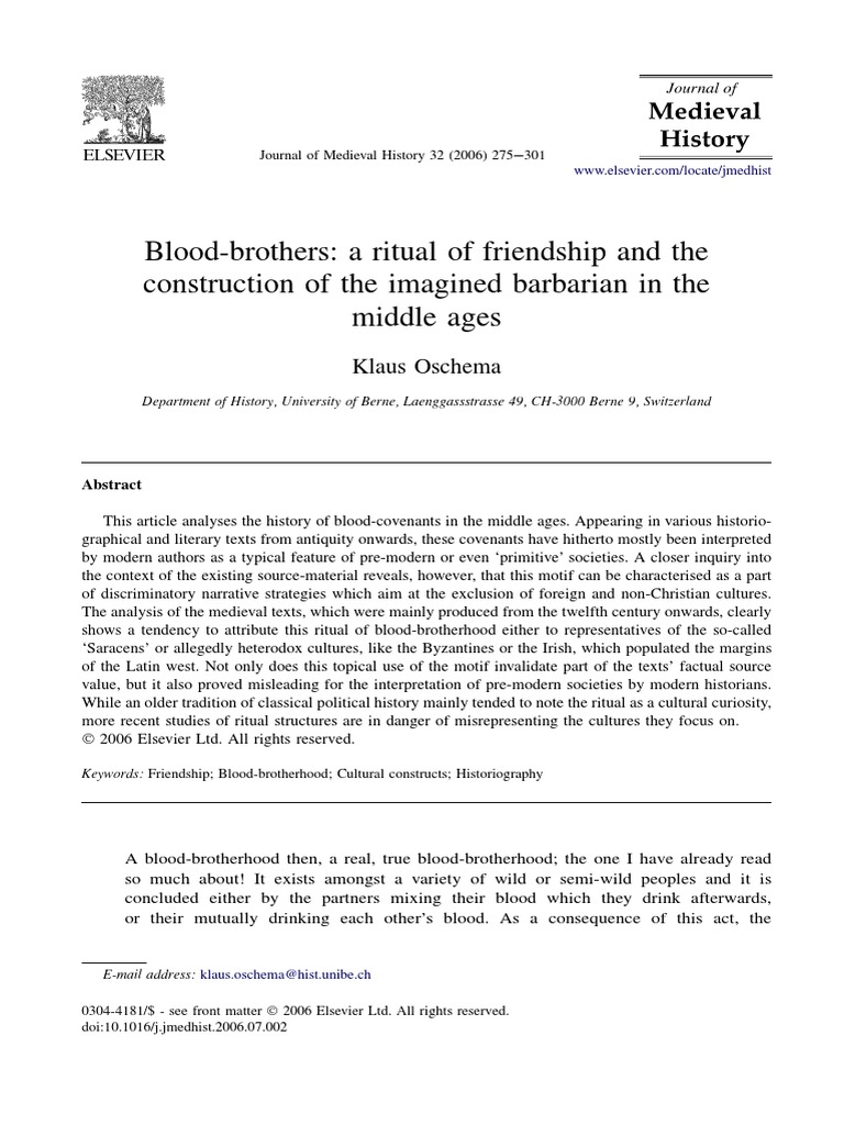 Blood Brothers A Ritual of Friendship and The Construction of The ...
