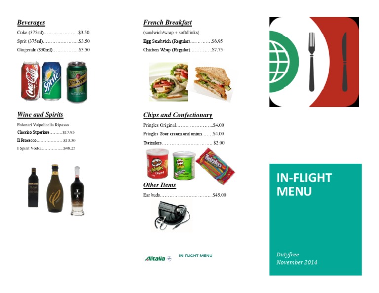 In-Flight Menu: Drinks & Snacks | PDF
