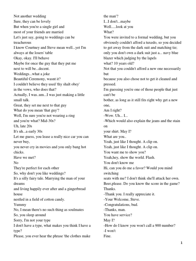 My Fake Fiance (2009) Movie Script | PDF | Peter Pan | Gaming And Lottery