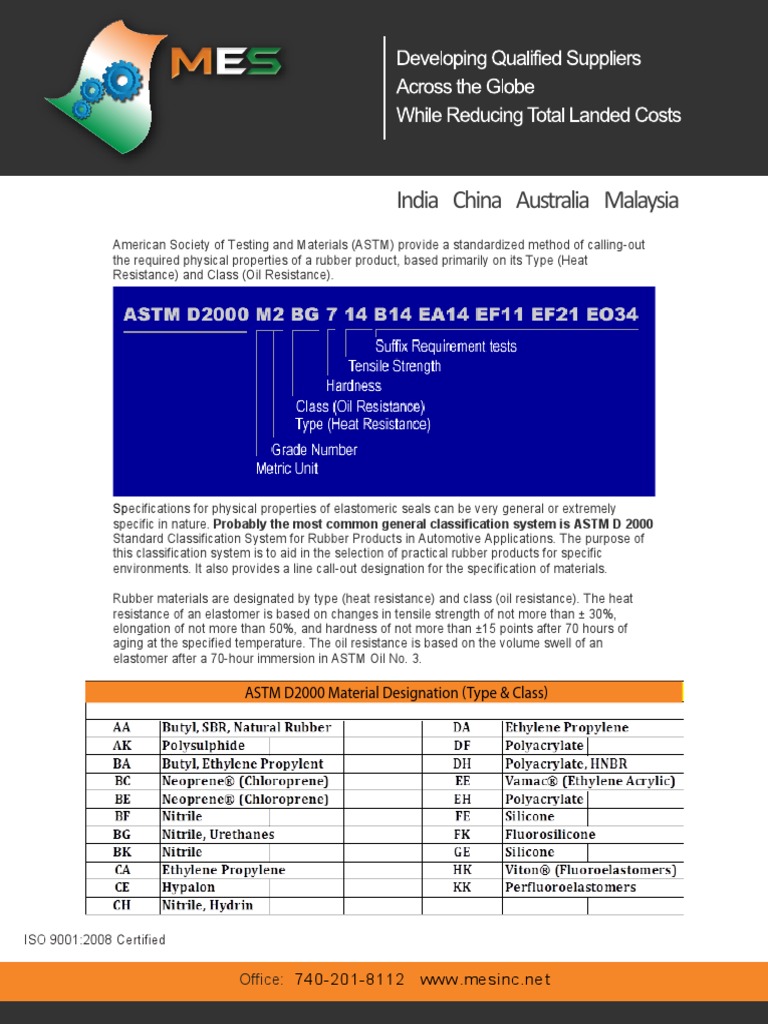 ASTM D2000 Rubber Standards Guide | PDF | Viscoelasticity | Deformation ...