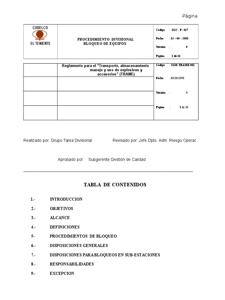 Procedimiento Divisional Bloqueo de Equipos | PDF | Electricidad ... Procedimiento Divisional Bloqueo de Equipos | PDF | Electricidad ...