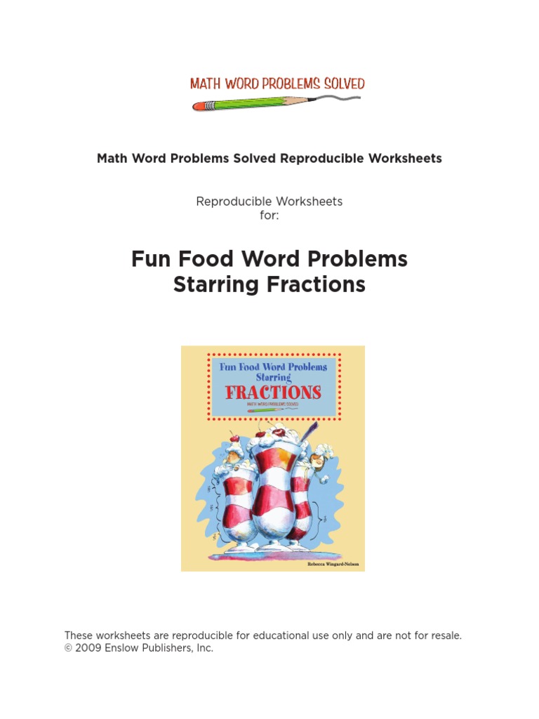 Fun Food Word Problems Starring Fractions | PDF | Dough | Cooking