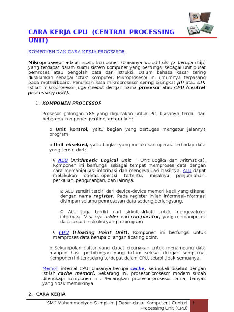 Cara Kerja Cpu | PDF