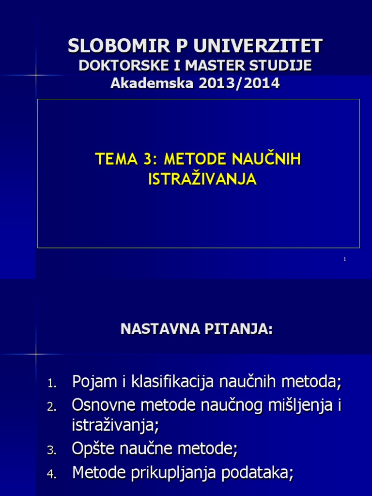 Tema 3 Opste Metode Naucnog Saznanja I Misljenja | PDF