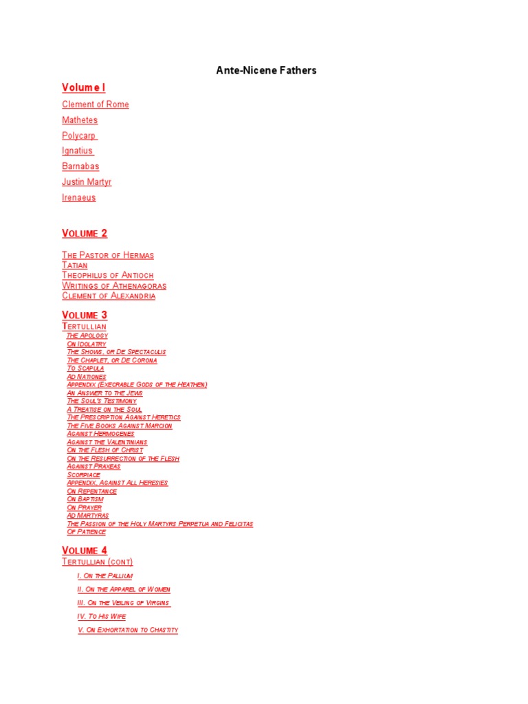 Ante-Nicene Fathers Volume I | PDF