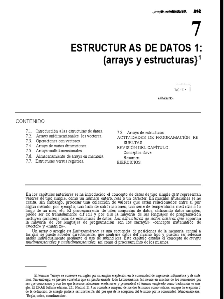 Estructura de Datos Array | PDF | Estructura de datos de matriz ...