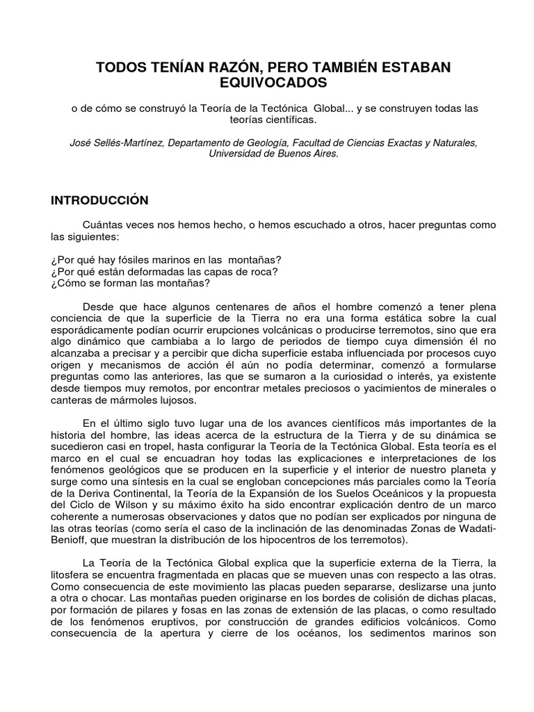 Teoria Tectonica Global | PDF | Placas tectónicas | Tierra