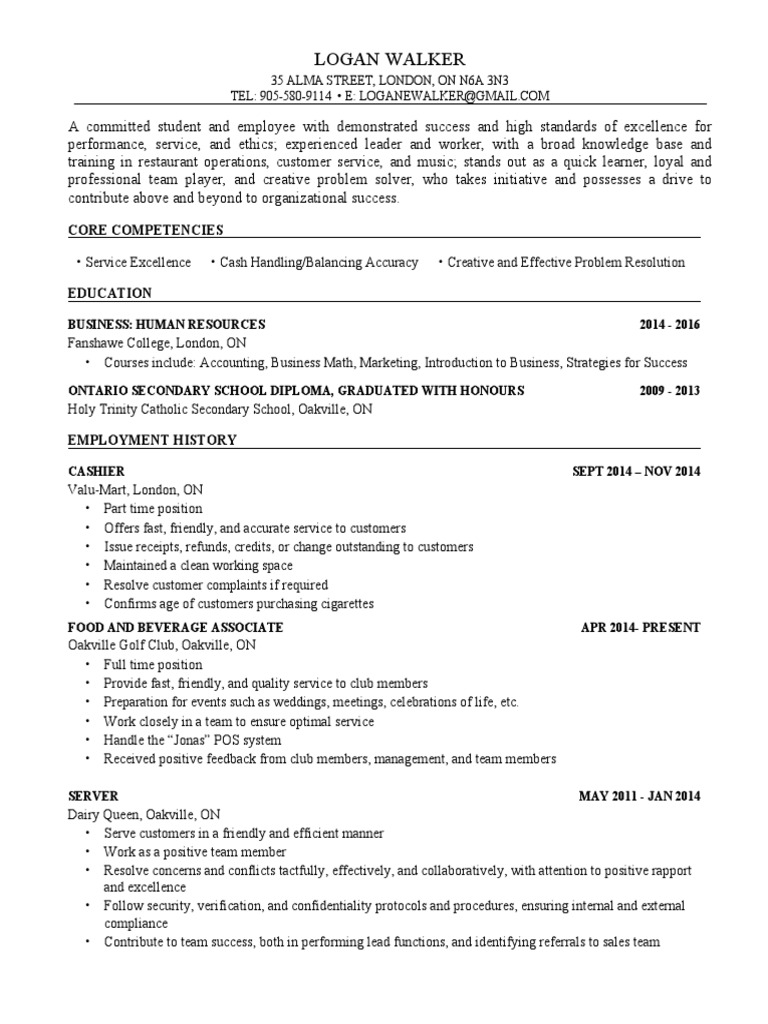 Logan Elizabeth Walker Resume Busi | PDF | Business | Business (General)