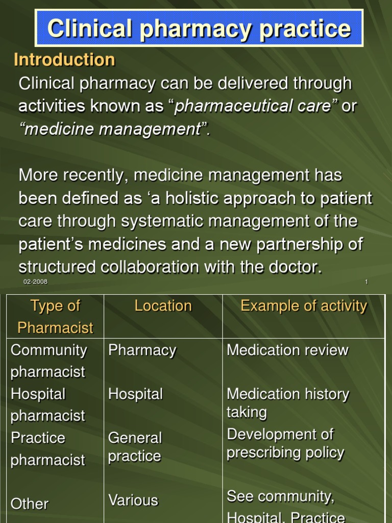Clinical Pharmacy Practise | PDF | Pharmacy | Pharmacist