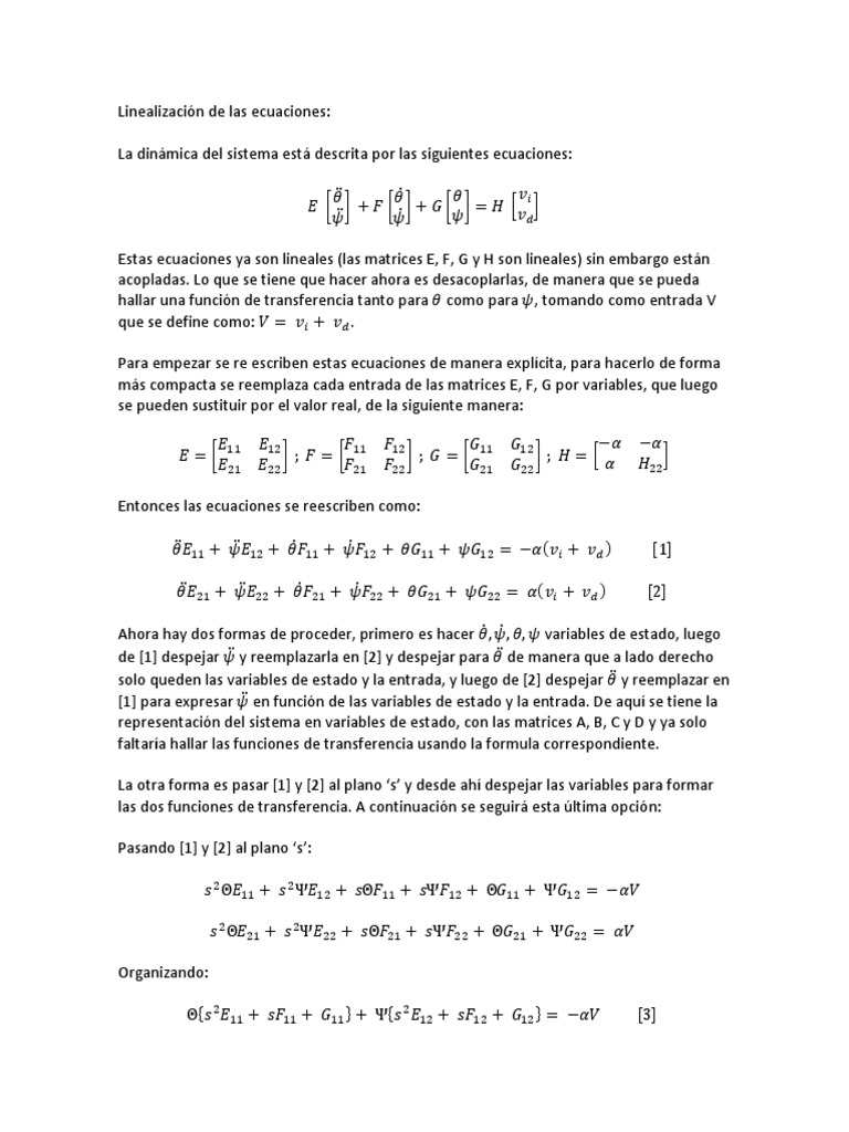 Linealización de Las Ecuaciones Laura Cubillos | PDF