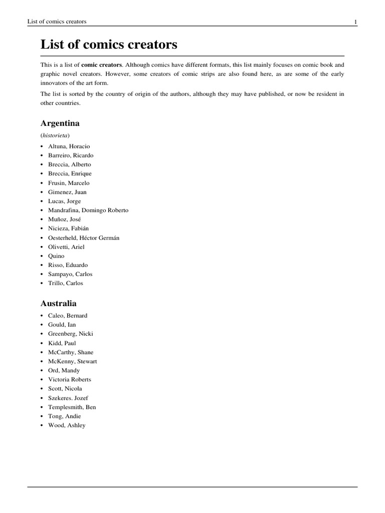 List of Comics Creators | PDF | Comics | Belgian Comics